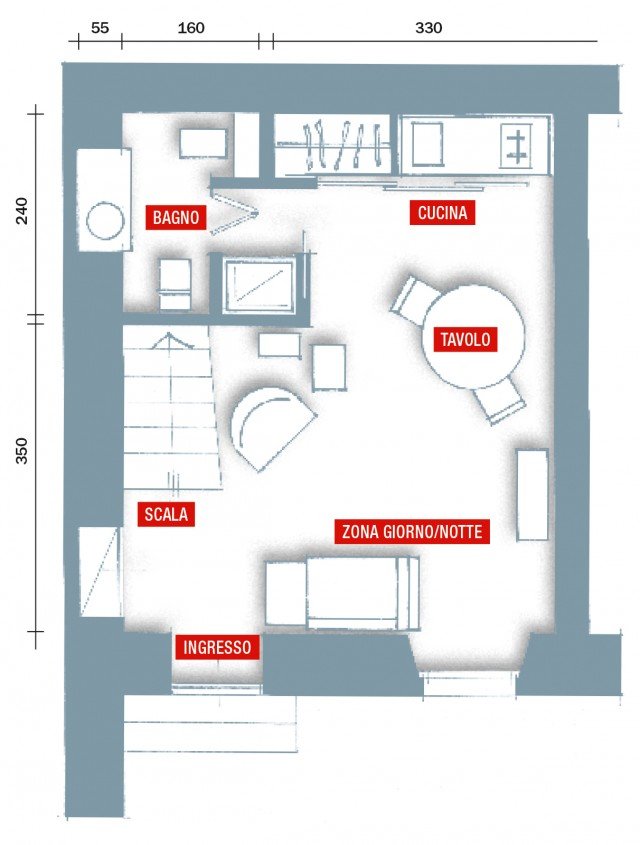 Monolocale: una casa di 30 mq risolta al centimetro - Cose di Casa