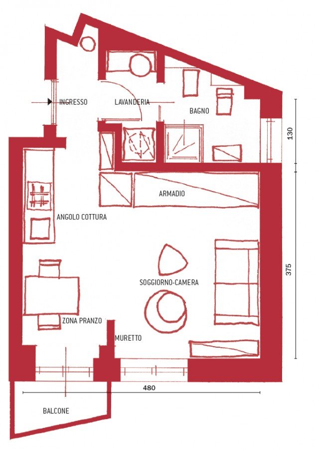 Monolocale: 28 mq ben sfruttati - Cose di Casa