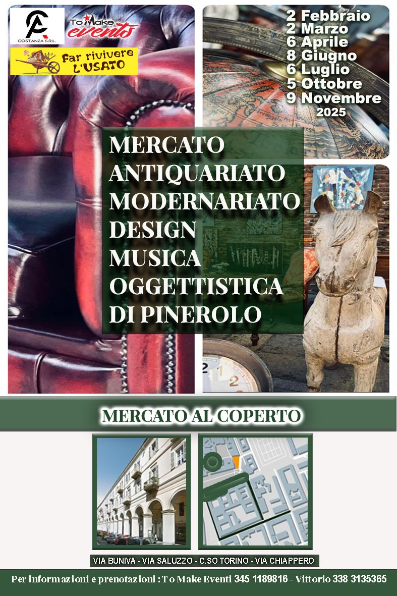 Mercatino antiquariato e usato di Pinerolo, via Buniva, piazza Barbieri (sotto i portici) - Cose ...
